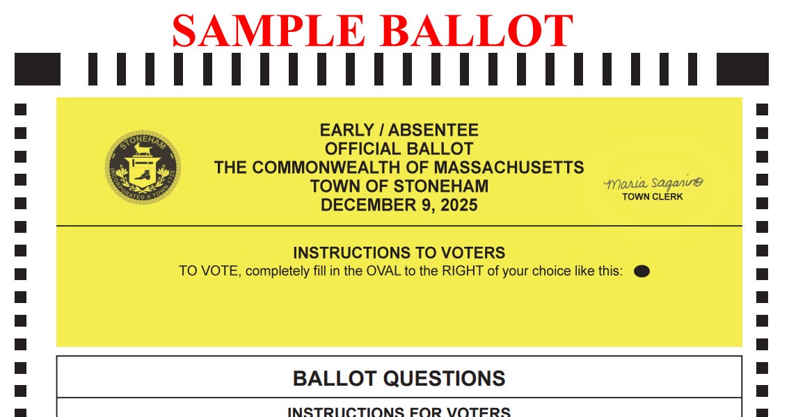 How Stoneham's, December 9th, Tiered Override Ballot Questions Will Work
