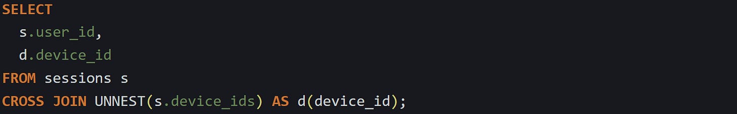 Flatten Nested Data with CROSS JOIN and UNNEST