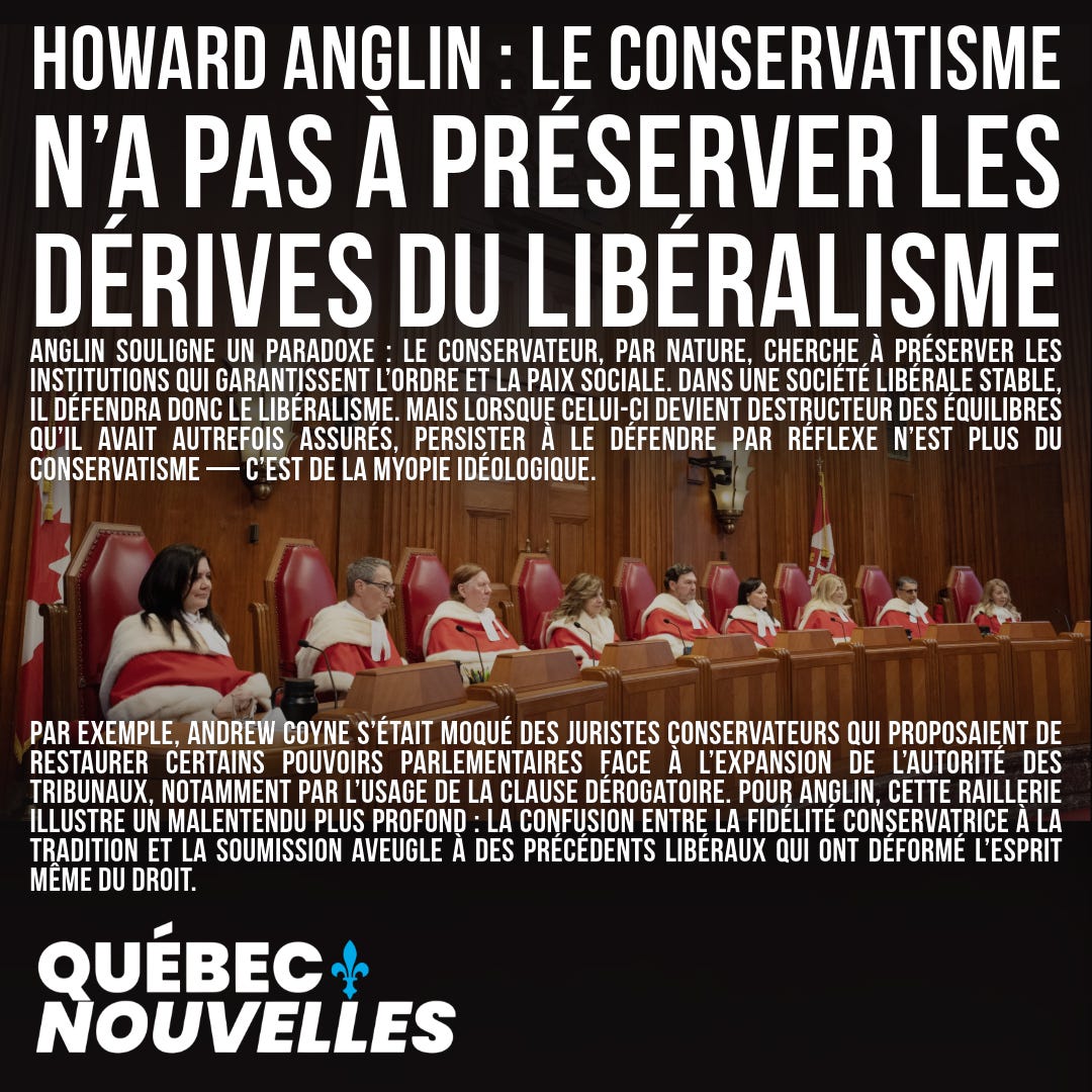 Howard Anglin : Le conservatisme n’a pas à préserver les dérives du ...