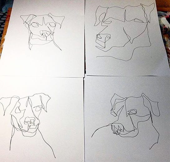 Picasso, His Dog Lump, and My Continuous Dog Drawings