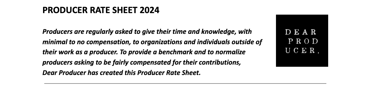Producer Rate Sheet - Dear Producer
