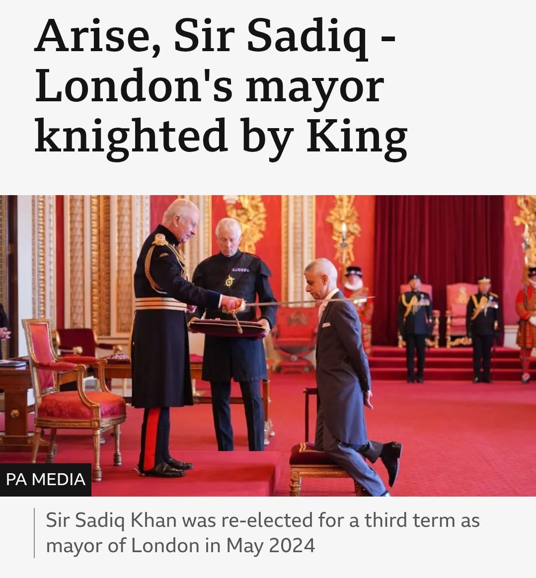 The Mayor of London Sir Sadiq Khan has been knighted by King Charles at ...