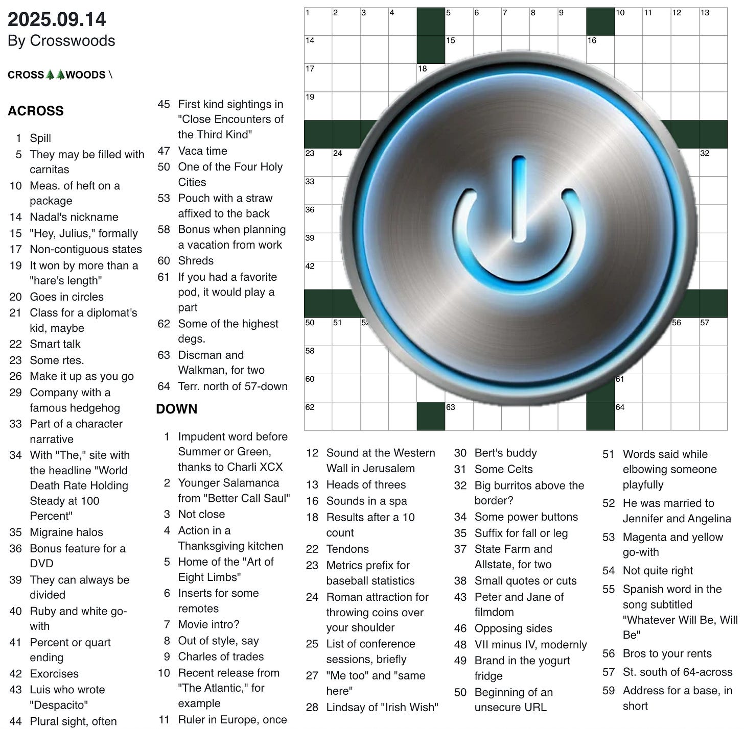 POWER buttons – Weekly Crossword Puzzle - by Dan Mr🌲ik