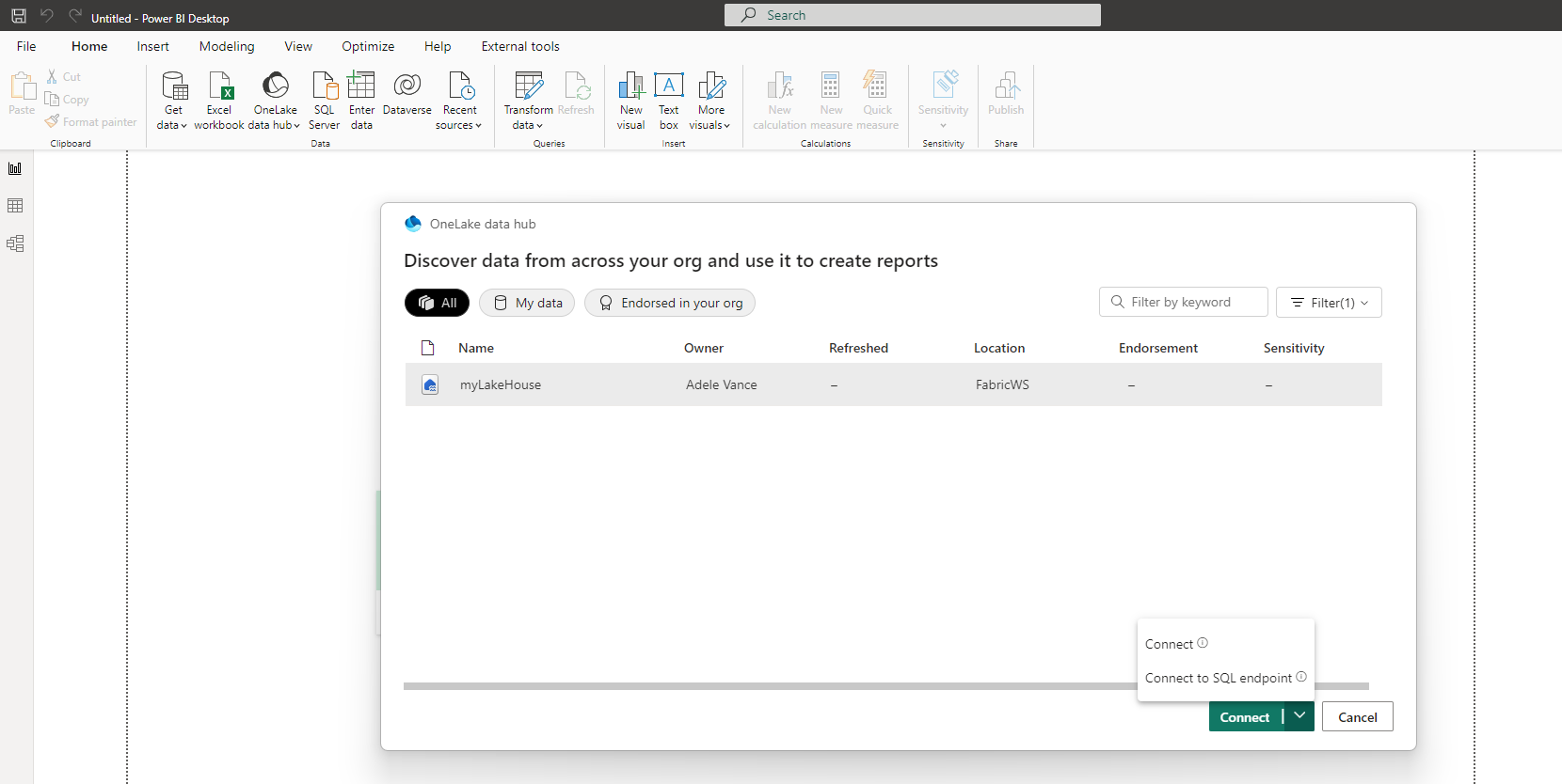 Linking MS Power BI to Microsoft Fabric Lakehouse