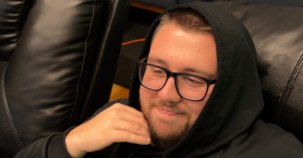 Penik reacts to Cam Skattebo drinking an energy drink out of his shoe