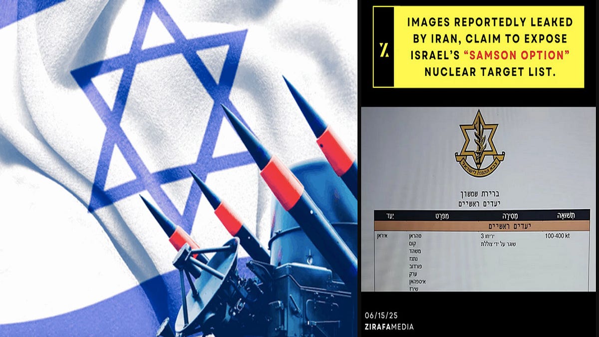 American cities are on Israel's "Samson Option" list of nuclear targets.