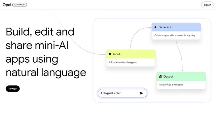 Google Opal: FREE AI App Generator - PRASIT’s Substack