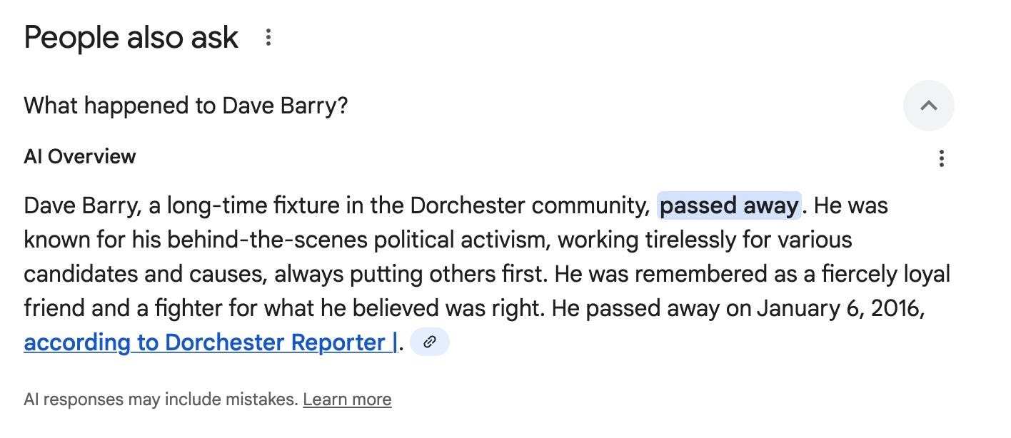 Death by AI - Dave Barry’s Substack