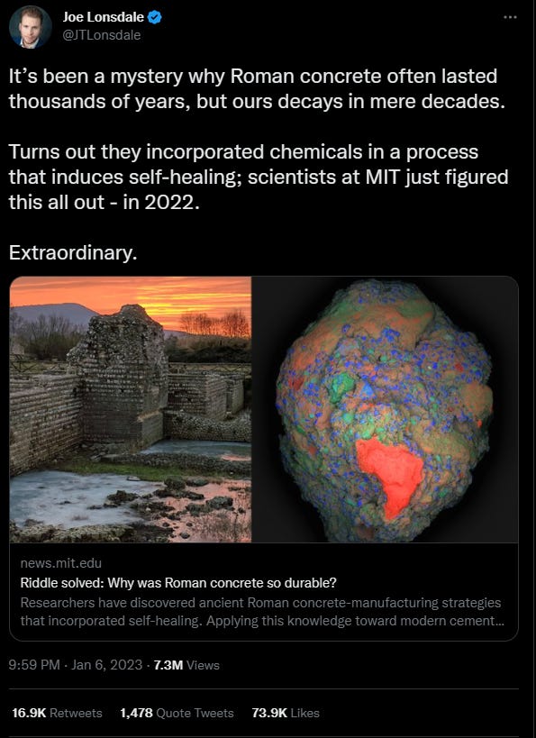 Roman vs Modern Concrete - by Brian Potter