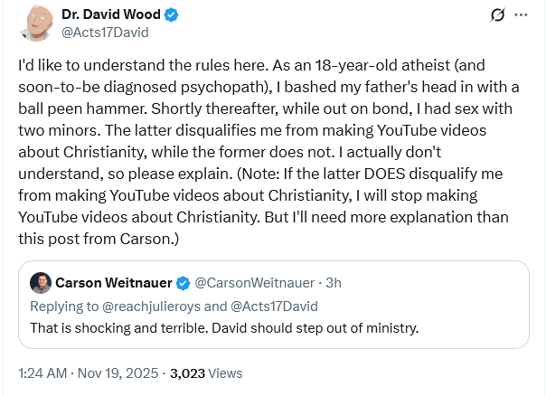 Apologist David Woods Confesses To Sex with 13 Year Old Prior to His ...