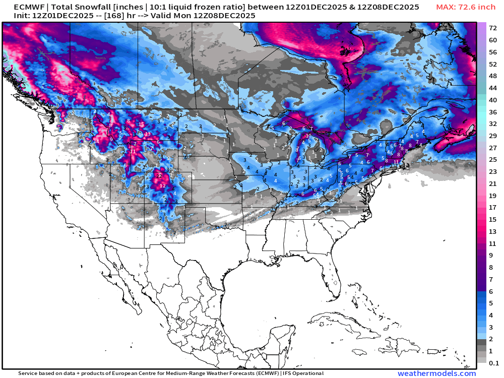 December 1, 2025 Monday Winter Weather - by Dr. Ryan Maue