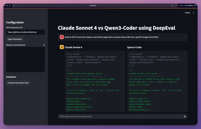 Compare Qwen 3 Coder vs. Sonnet 4 for Code Generation