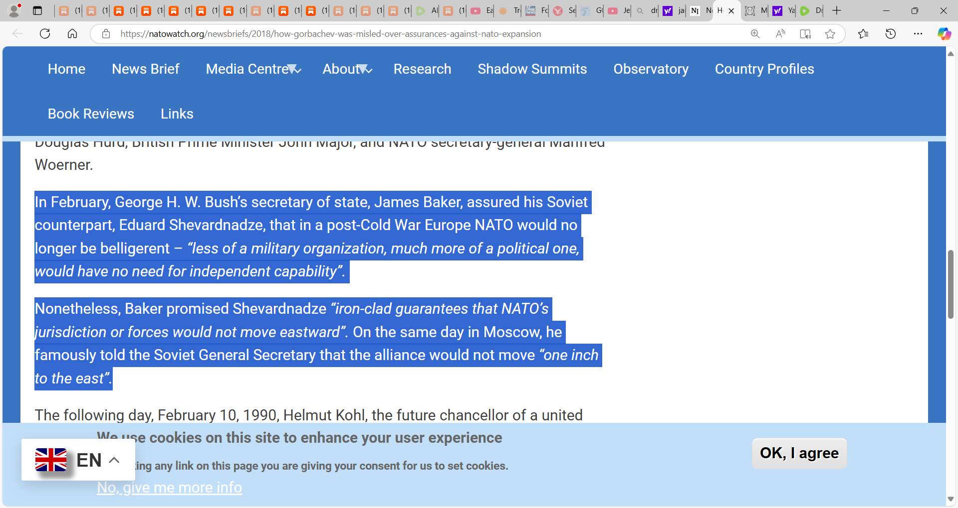 'Not one inch'! Gorbachev was lied to by James Baker III, assured by ...