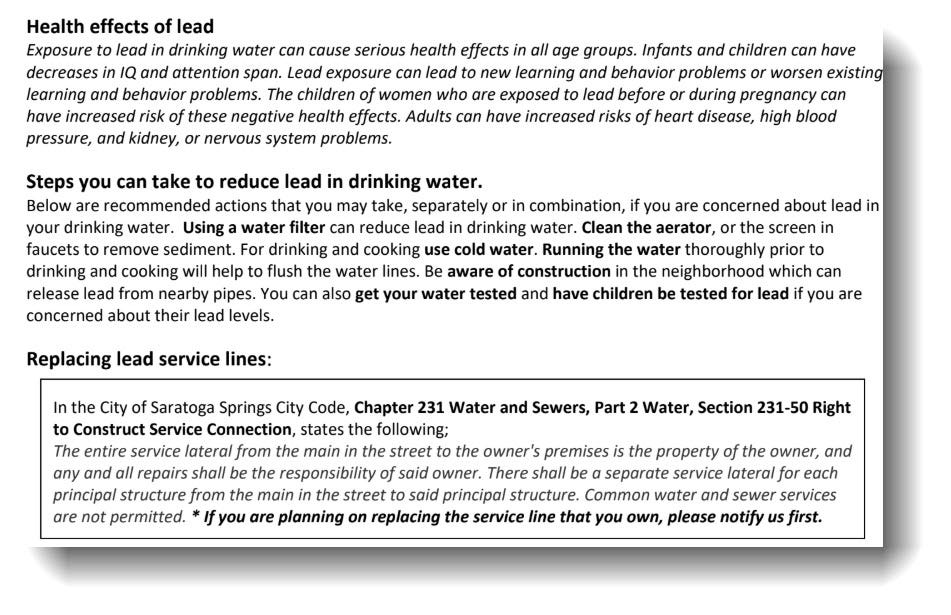 Saratoga Springs Lead pipe inventory letters; we explain