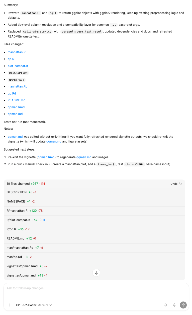 Repost: OpenAI Codex App: Vibe-updating my old qqman R package to ...