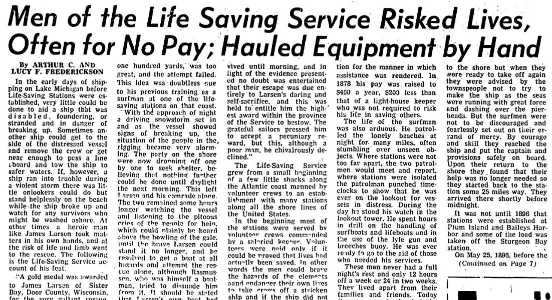 “Men of the Life Saving Service Risked Lives, Often for No Pay; Hauled ...