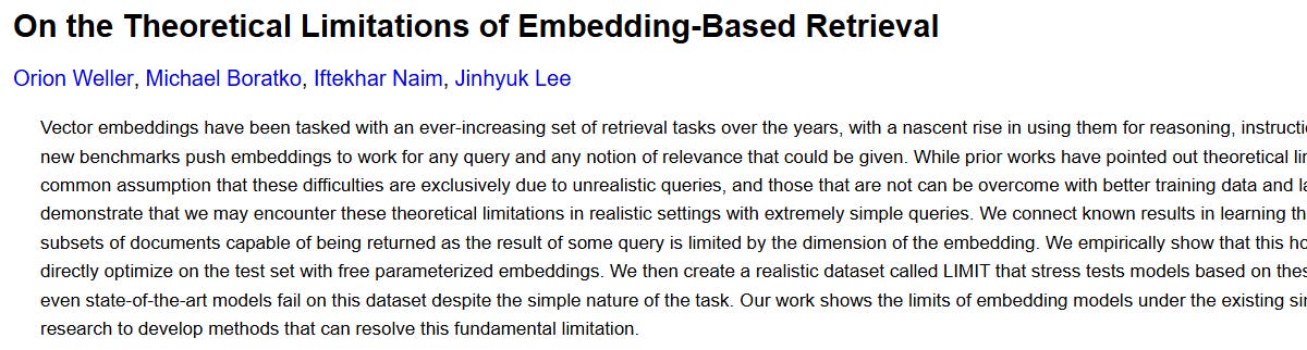 My Take on DeepMind's Theoretical Limits of Embedding-Based Retrieval Paper