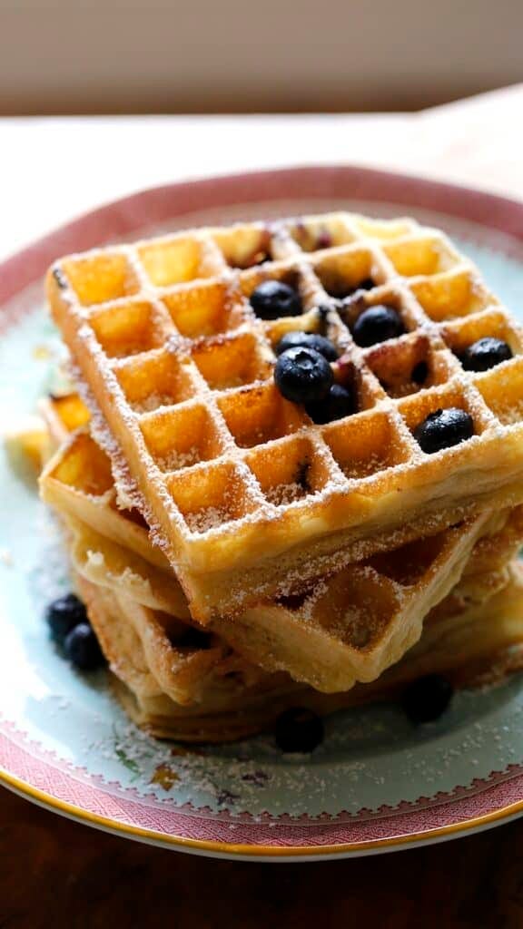Crispy Blueberry Waffles - Entertaining with Beth