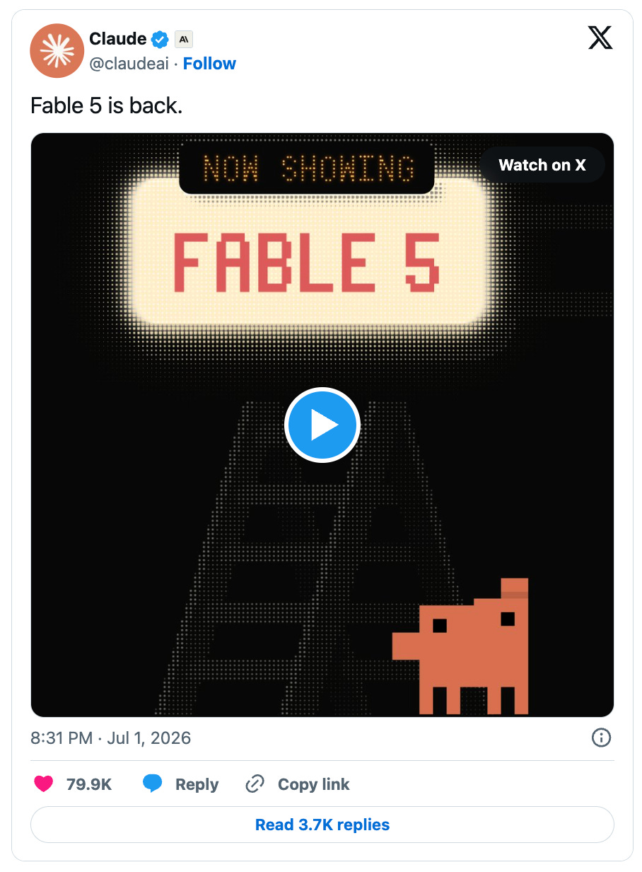 ☕🤖 Claude Fable 5 Is Back: Anthropic’s Frontier Model Returns Worldwide!