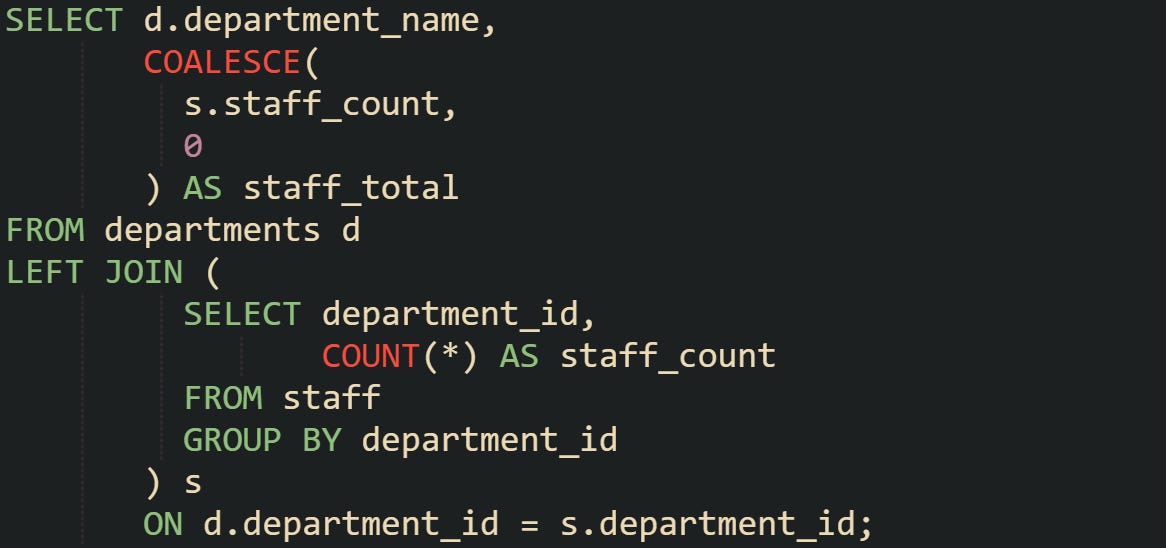 Using COALESCE to Pick the First Non Null Value