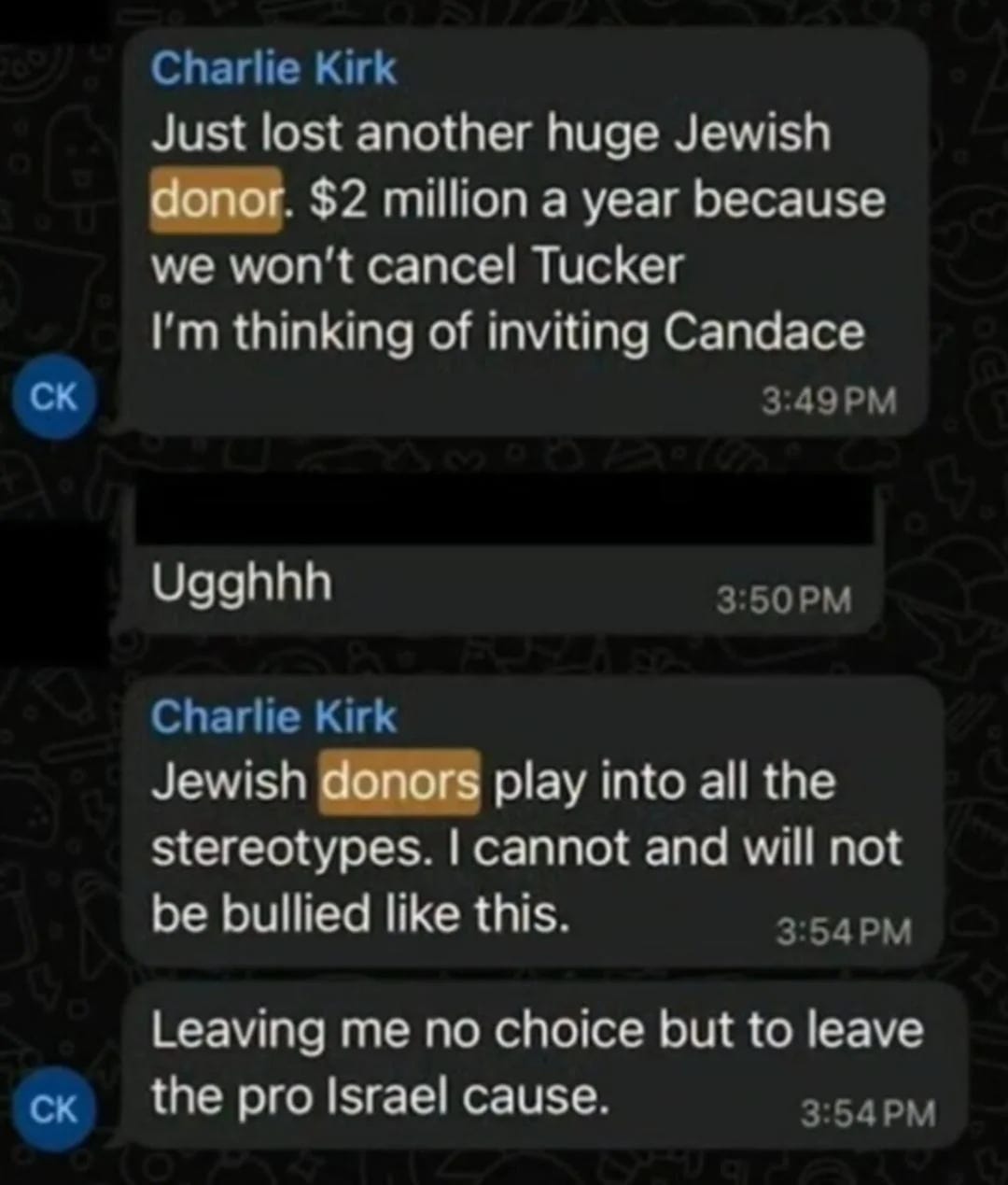 Confirmed: Charlie Kirk’s Private Messages Show Rift with Pro-Israel Donors