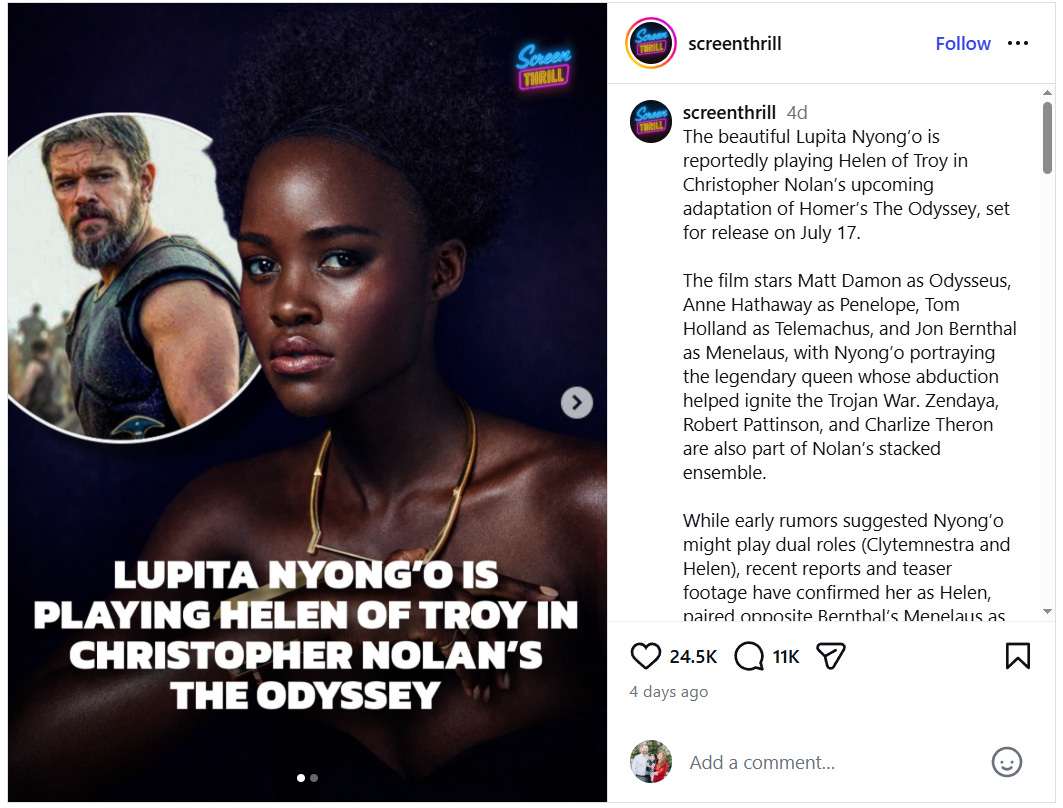 Speculation Claims Lupita Nyong'o Will Play Helen Of Troy In ...