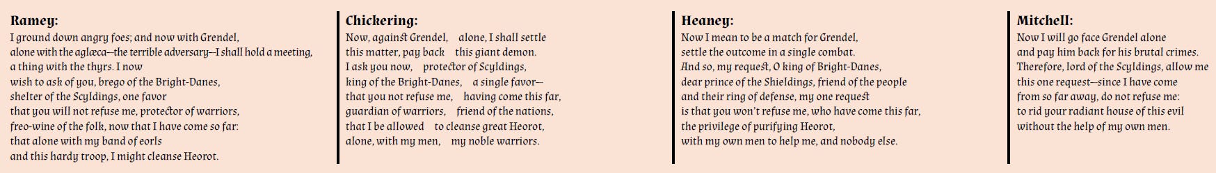 A Comparison of Beowulf Translations - by Robert Keim