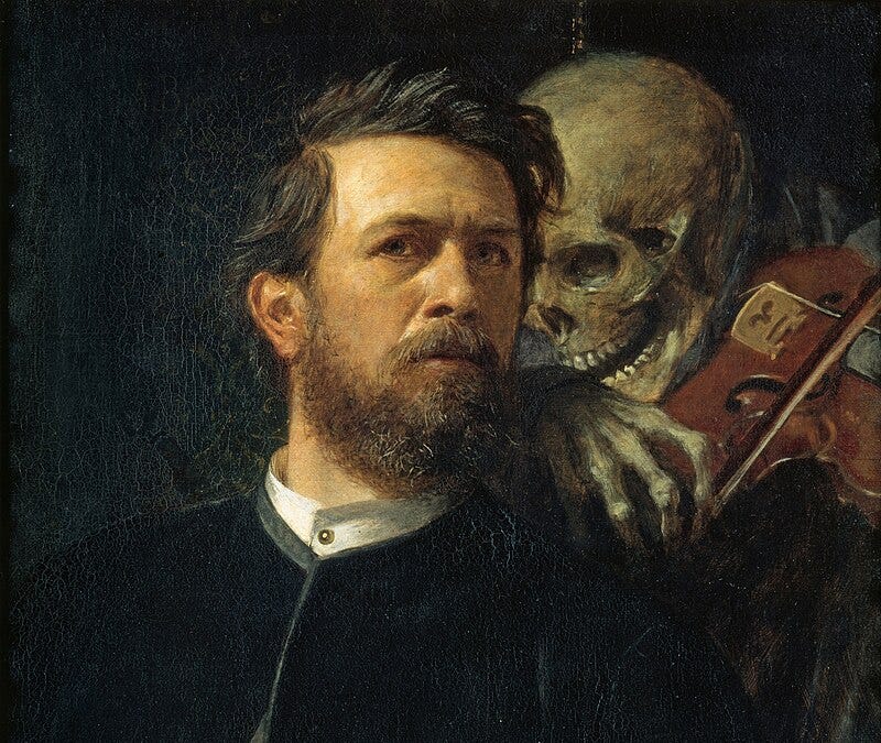 Self-Portrait with Death Playing the Fiddle