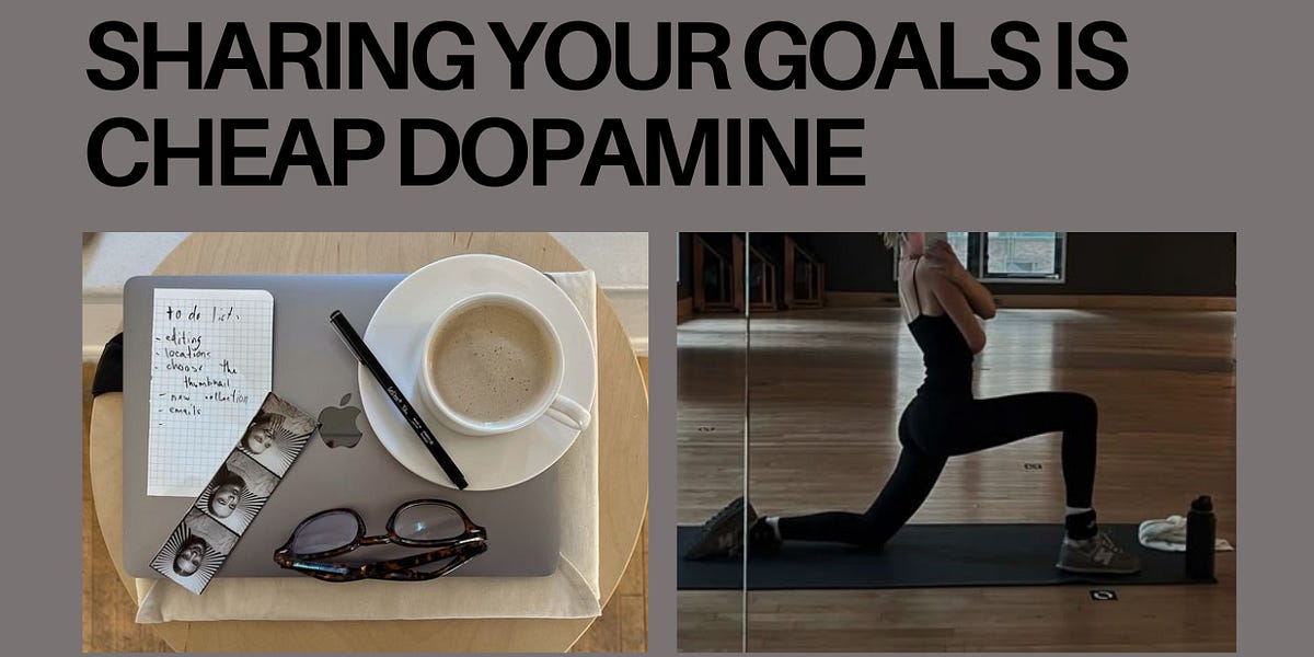 sharing your goals is cheap dopamine - by Gabrielle