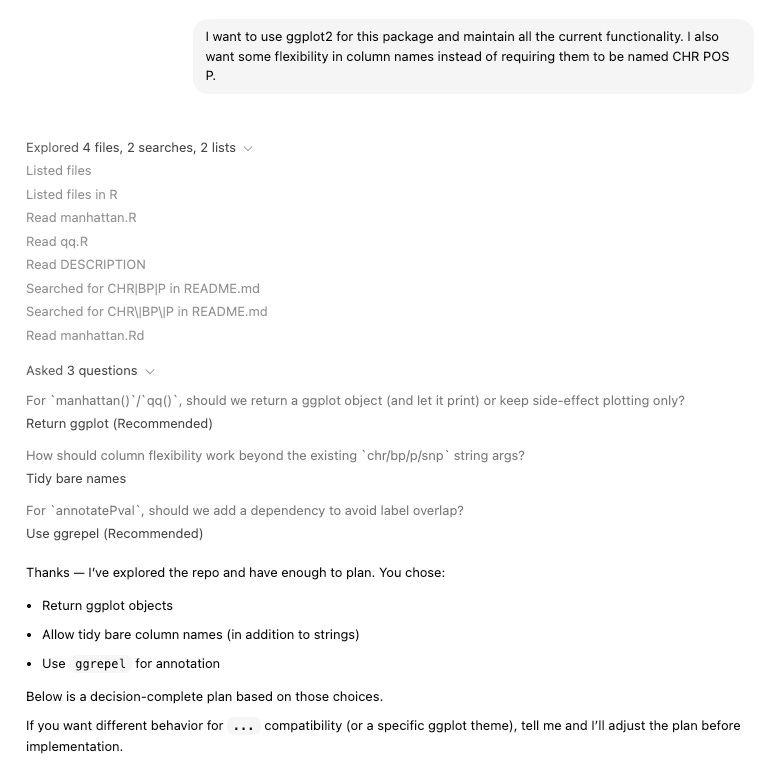 Repost: OpenAI Codex App: Vibe-updating my old qqman R package to ...