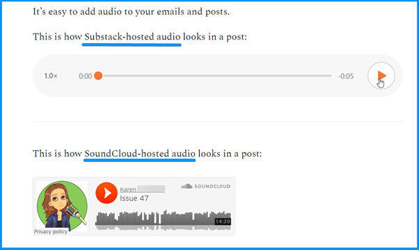 How to Work With Audio in Substack - by Karen Cherry