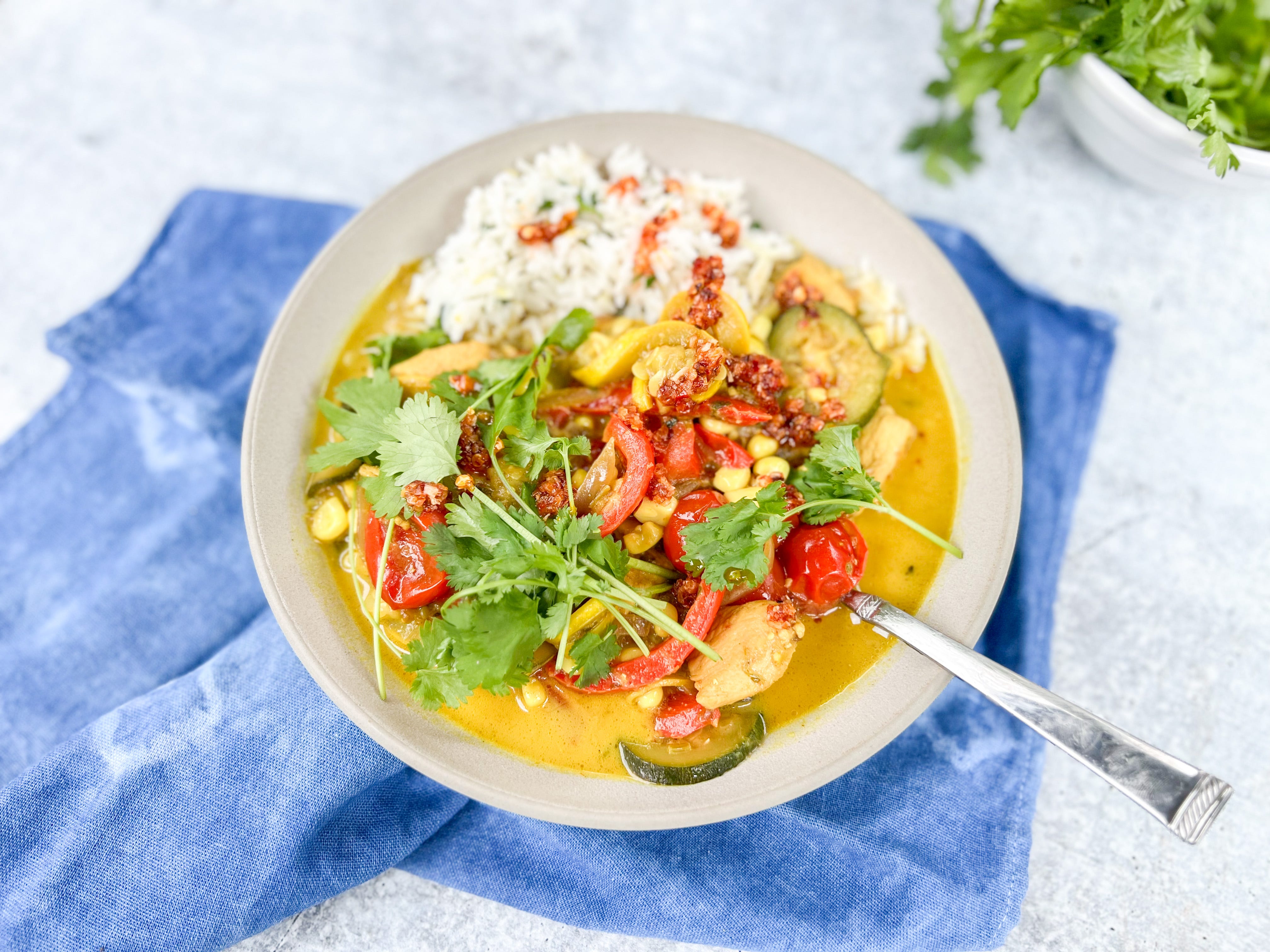 sunshine curry with cilantro-lime rice
