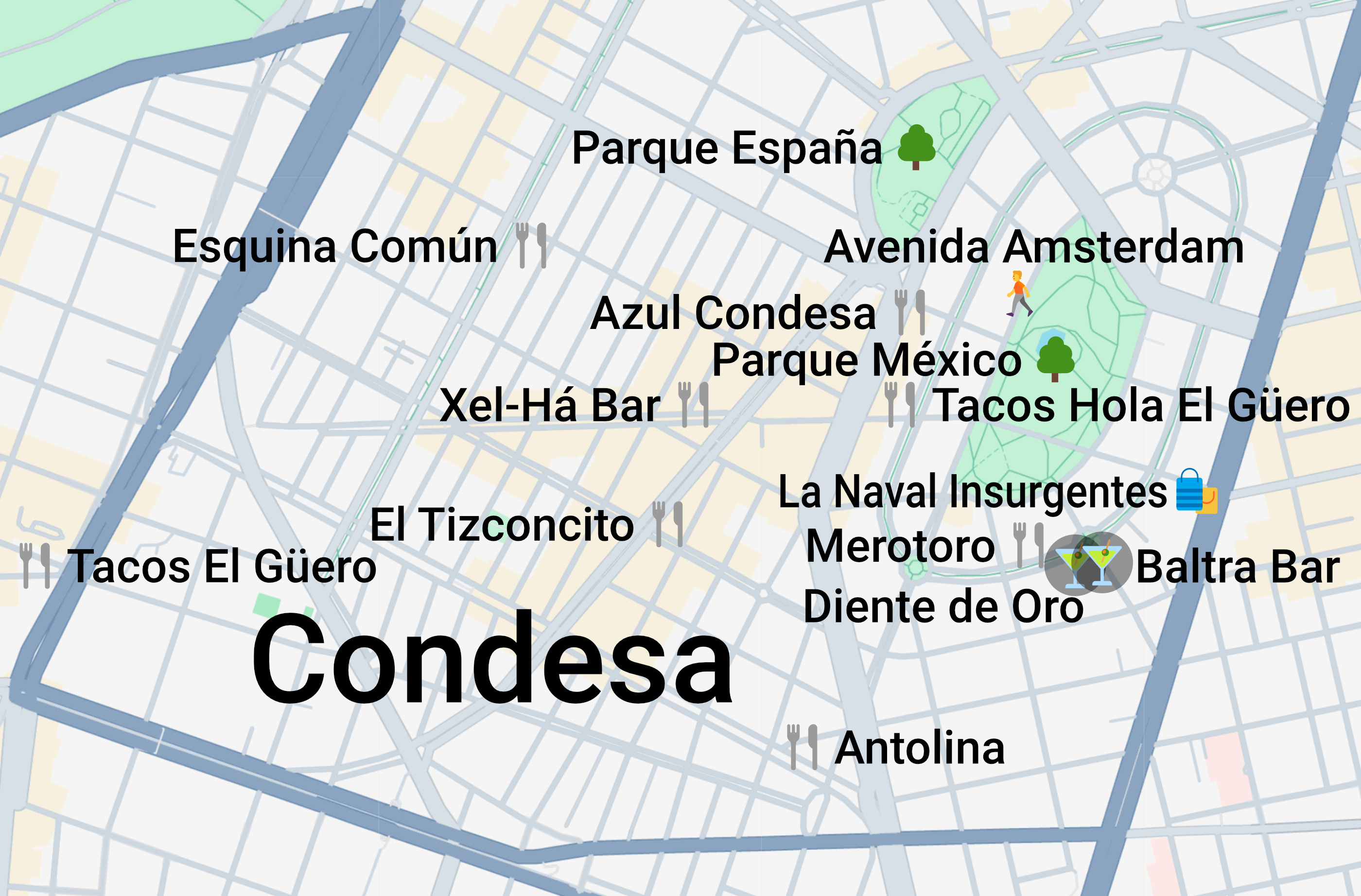 Condesa Mexico City Map
