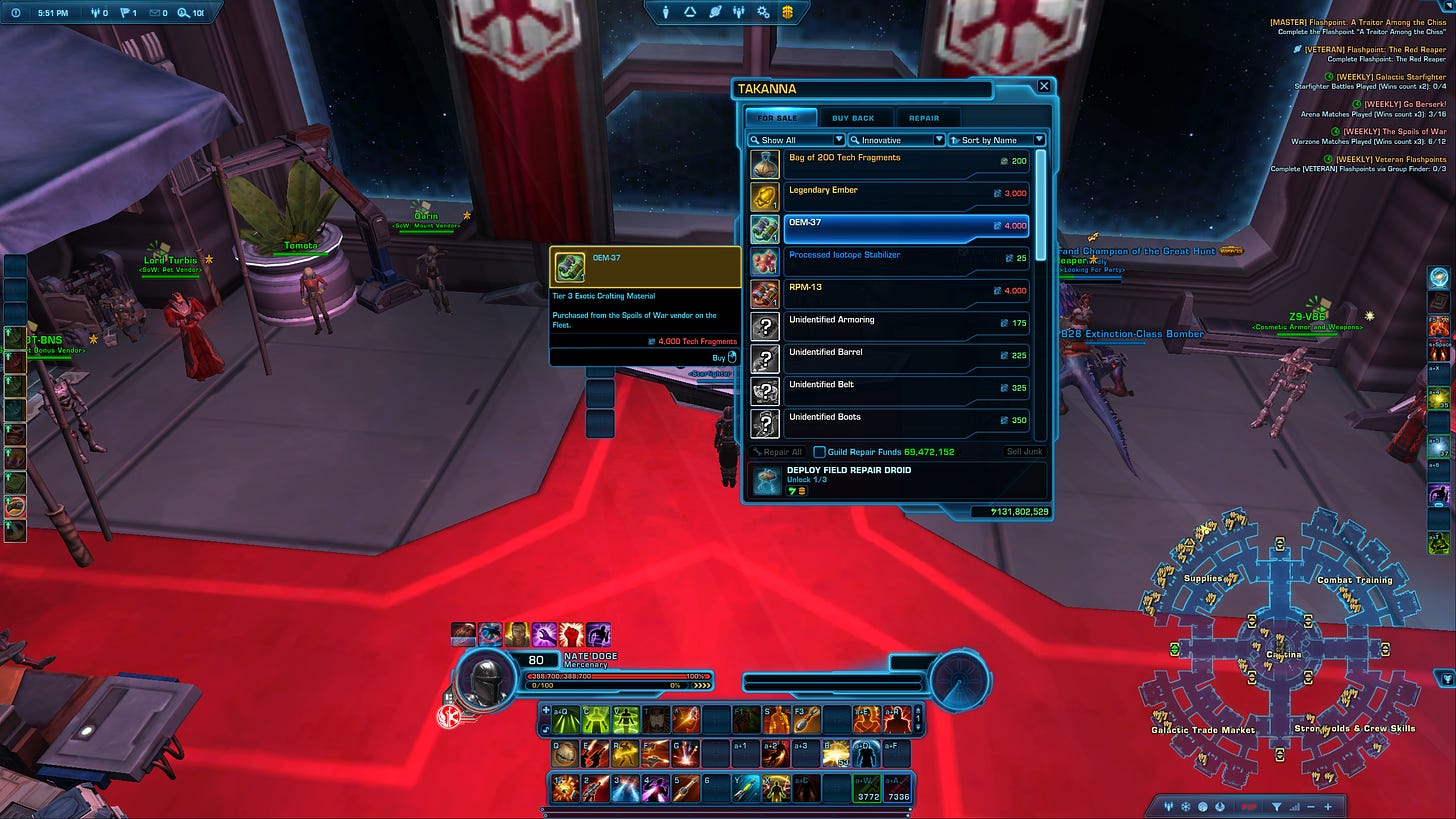 SWTOR 7.5 Gearing Guide: How to Unlock 340 Mods in 4 Hours