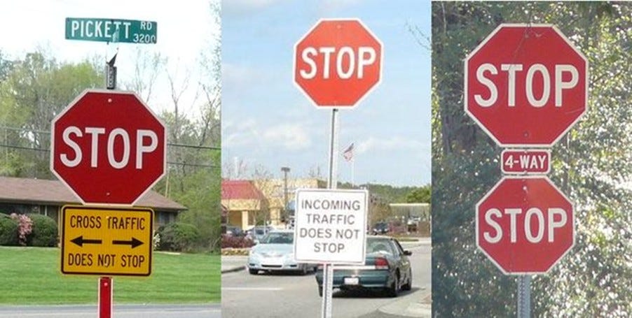 Speed Limits and Stop Signs inhibit Situational Awareness