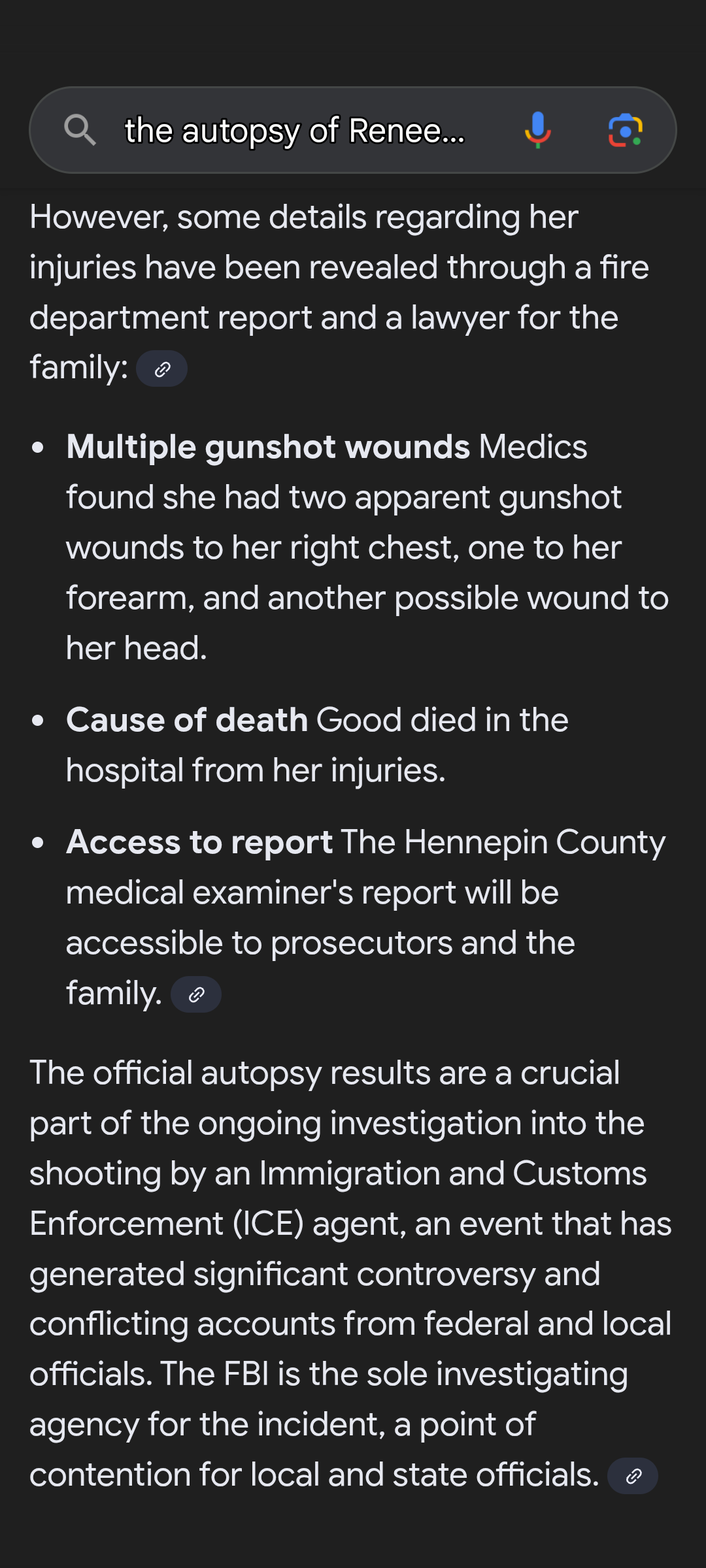 RENEE GOODS AUTOPSY REPORT WAS RELEASED.