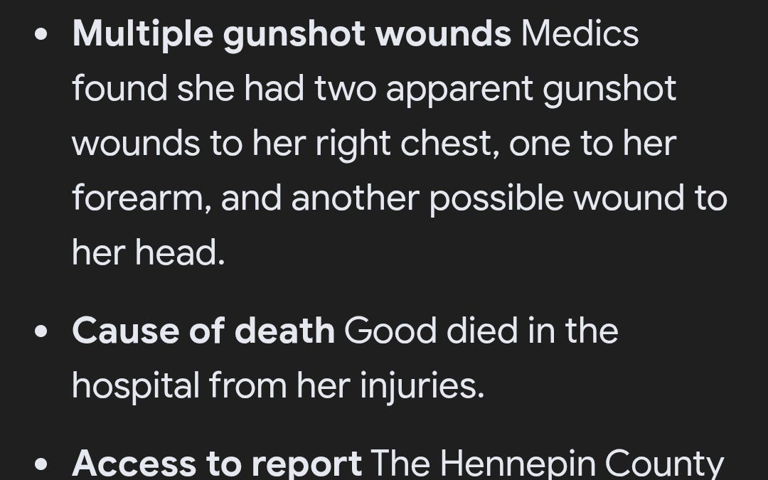 RENEE GOODS AUTOPSY REPORT WAS RELEASED.
