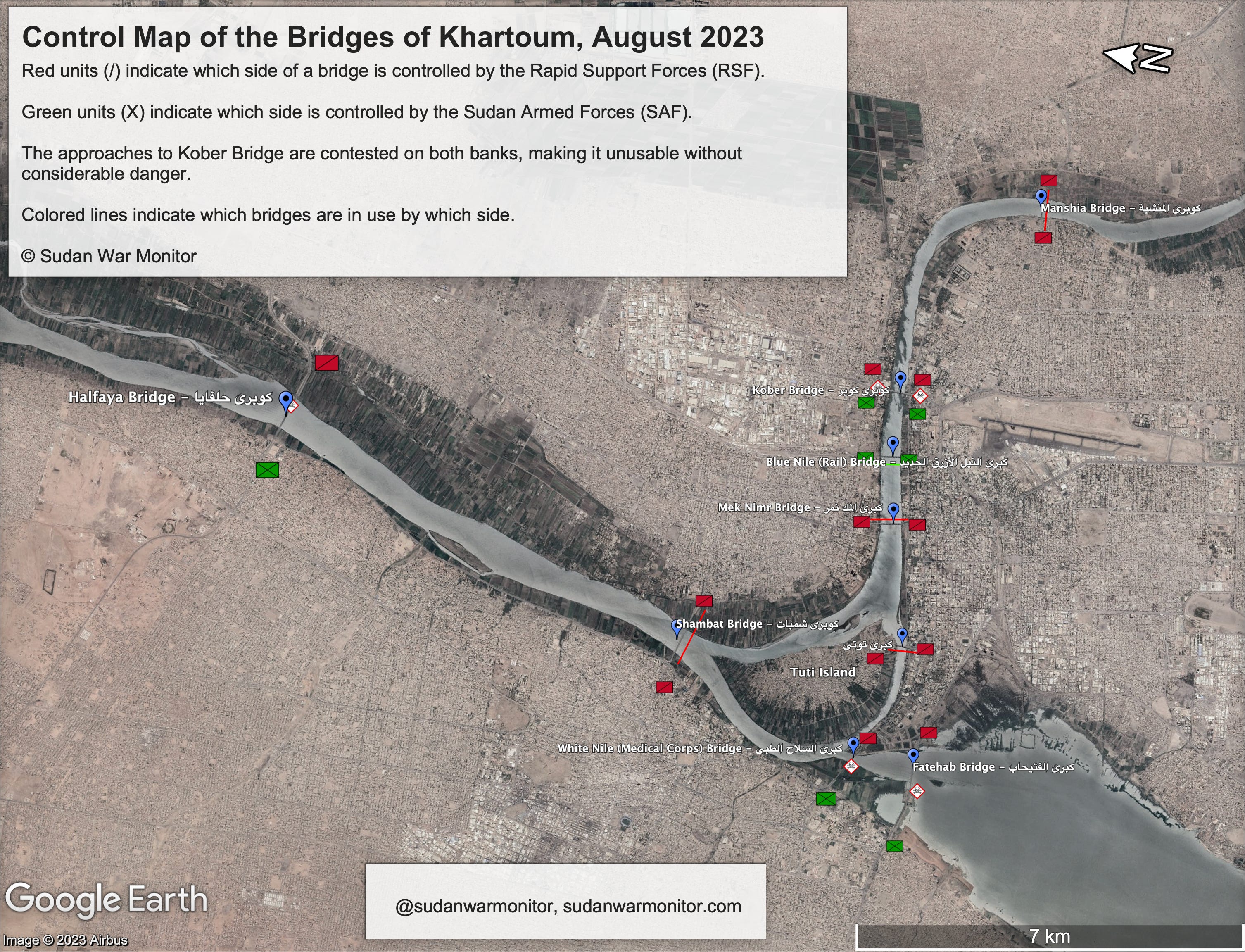 Control Map of the Bridges of Khartoum (2023)