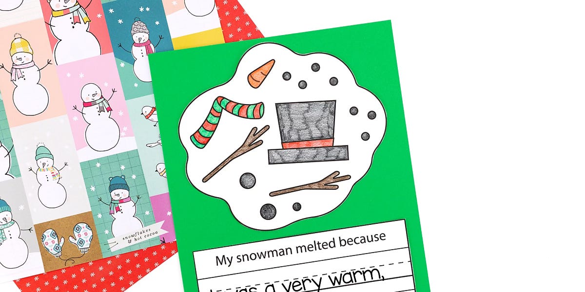Melting Snowman Coloring and Writing
