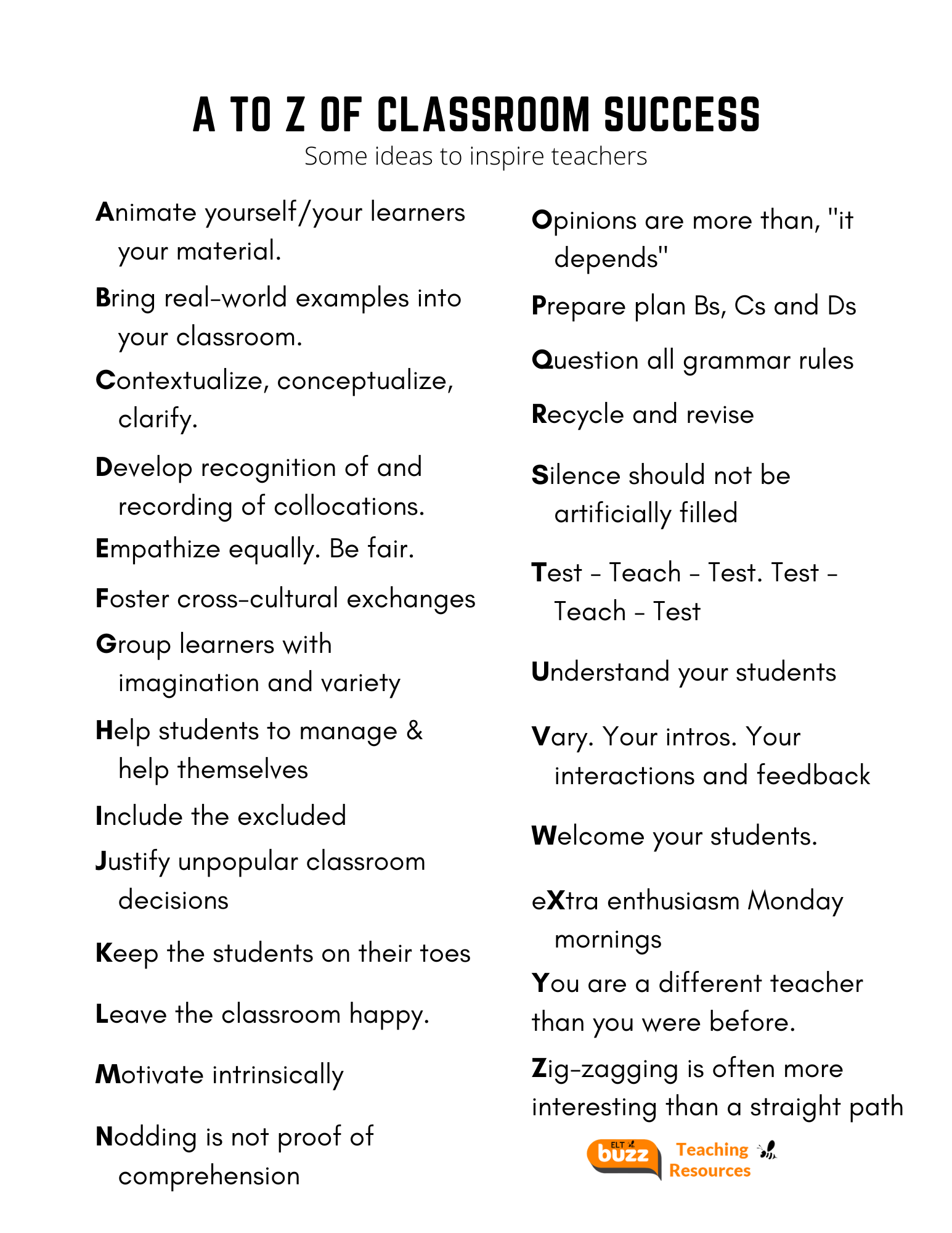 The A to Z of Classroom Success - by David Deubelbeiss