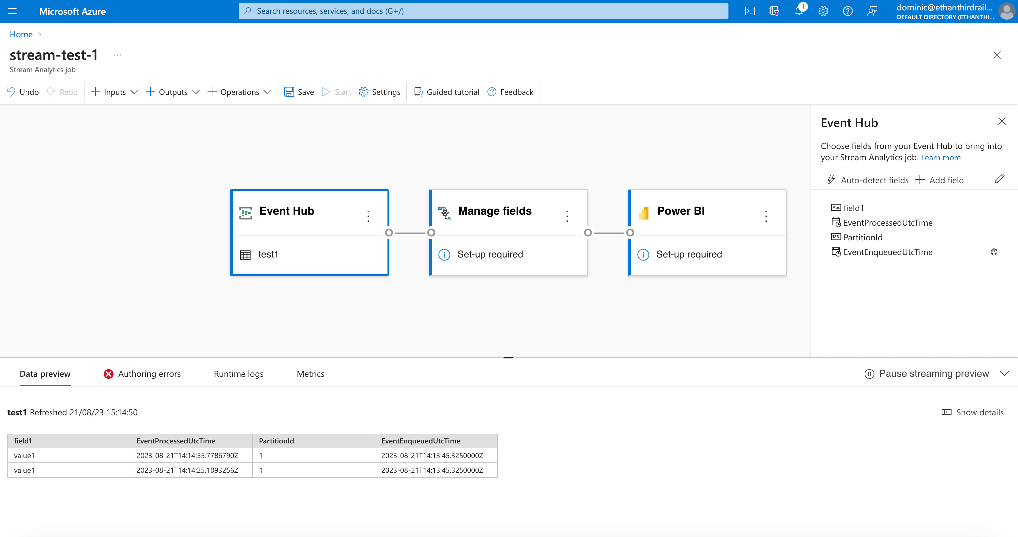 Using Azure Event Hub with Power BI for real-time analysis