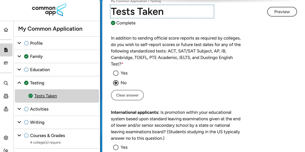 Common App Section by Section - Testing - by Scott Dickens