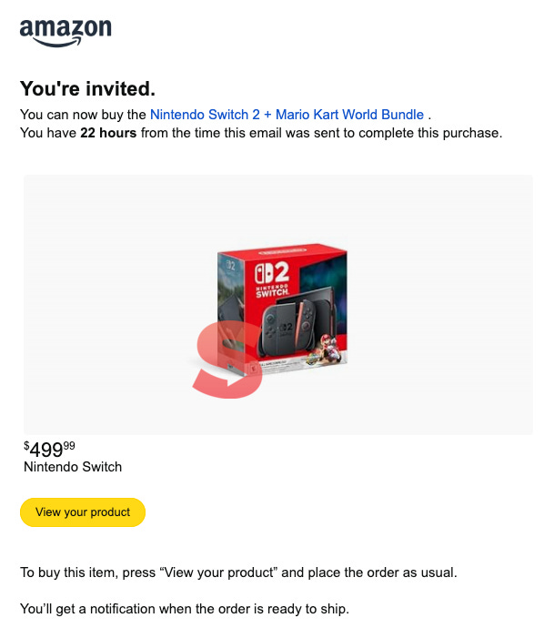 Nintendo Switch 2 restock: Amazon invites sent to US customers