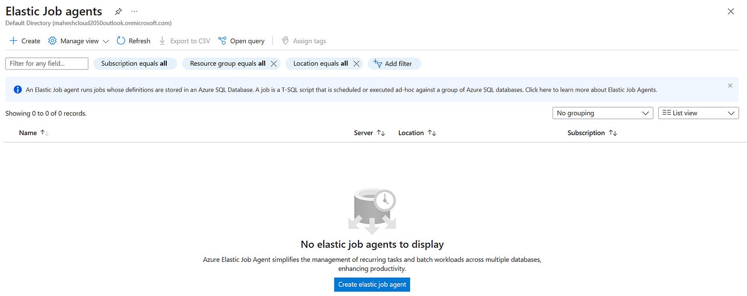 Elastic Jobs in Azure SQL Database - mahesh madhu