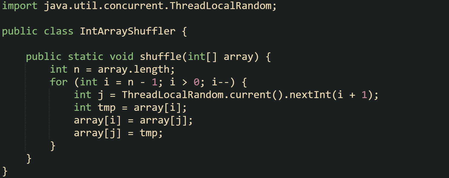 Fisher Yates Shuffle Method In Java