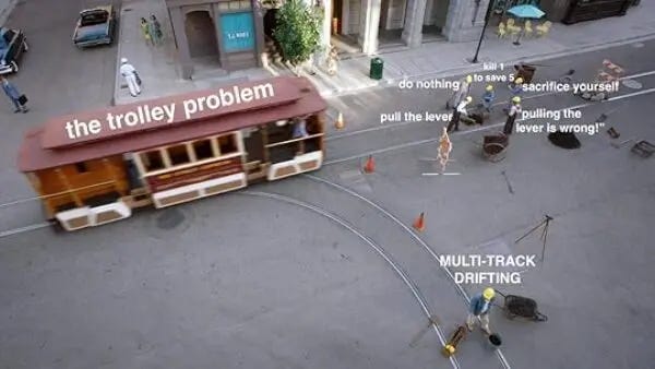 The AI Trolley-Problem Style Argument — Resolved