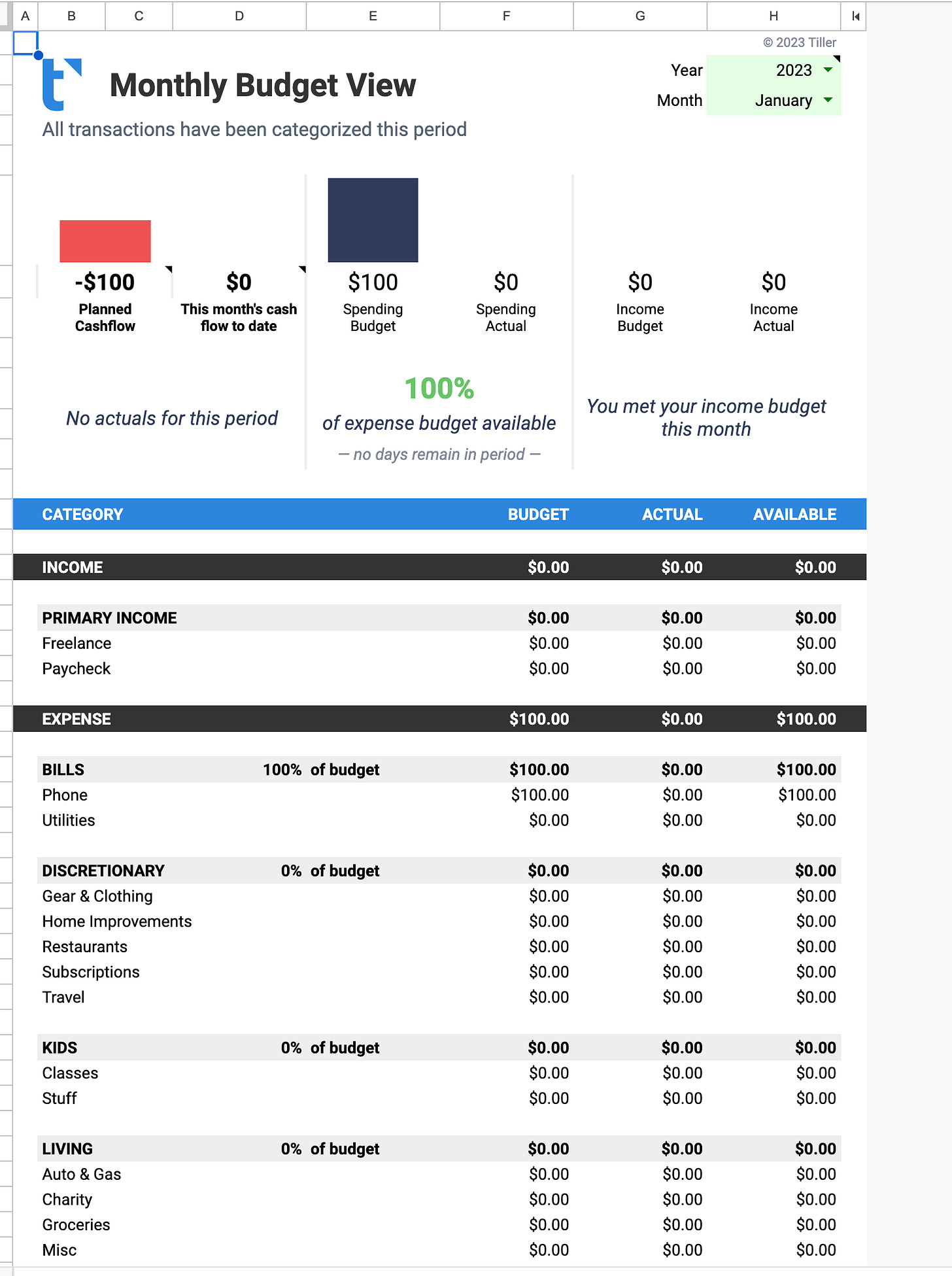 this is exactly how I budget using Tiller