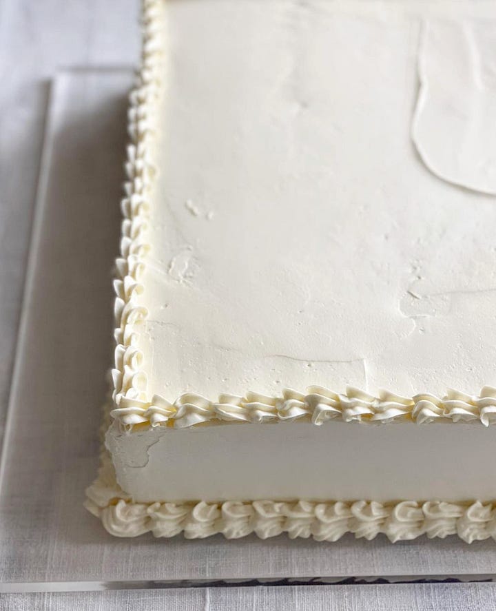 blank white square cake