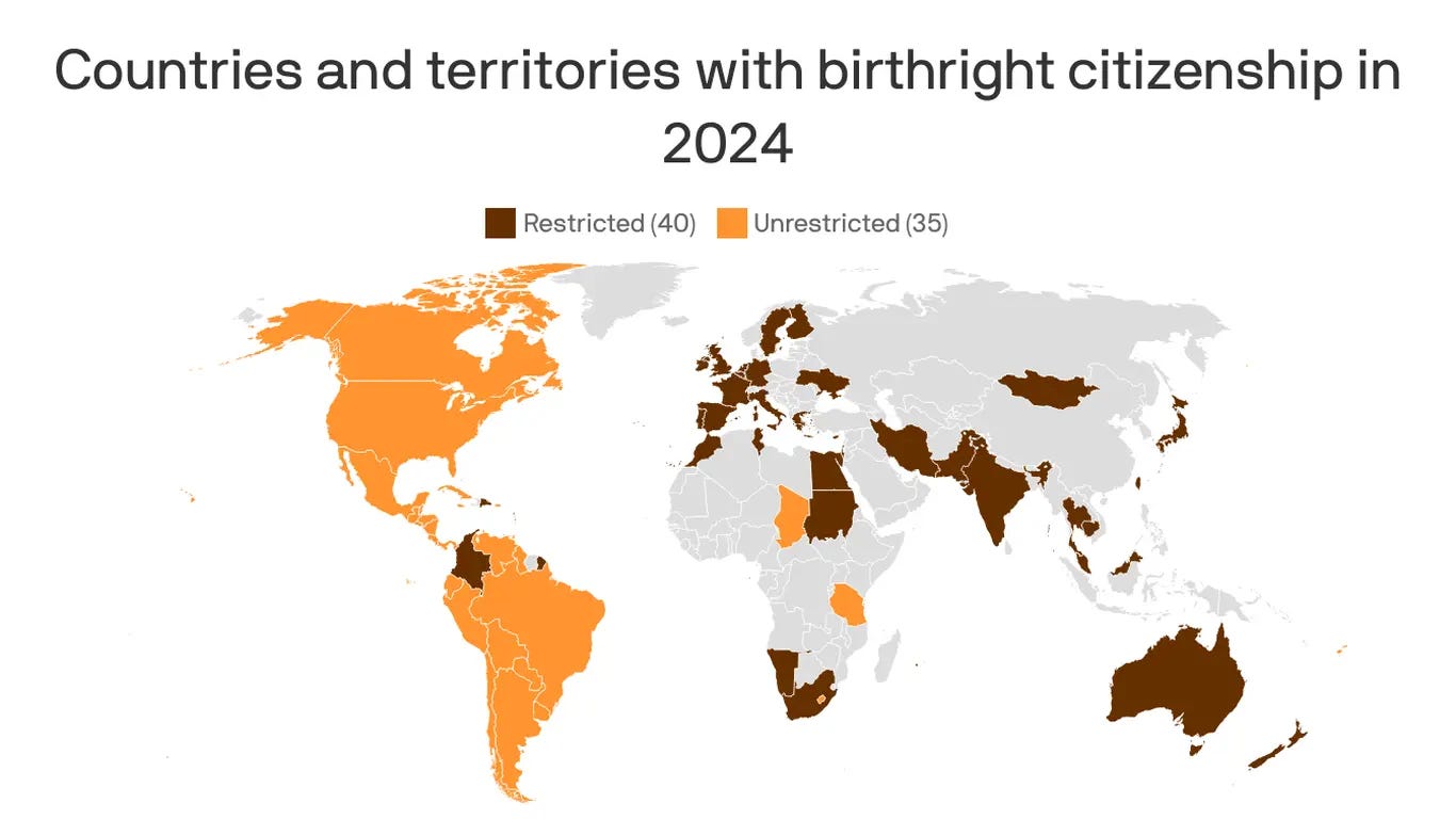 Mapped: Birthright citizenship around the world - Metro