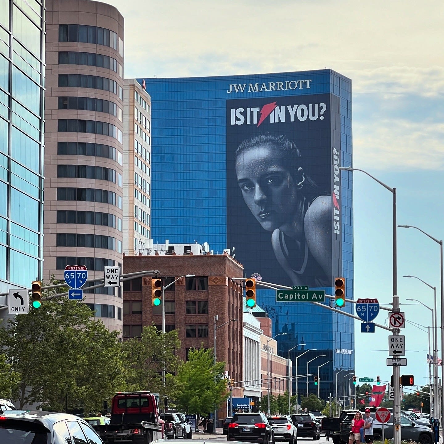 Caitlin Clark displayed on record-setting Nike banner at JW Marriott ...